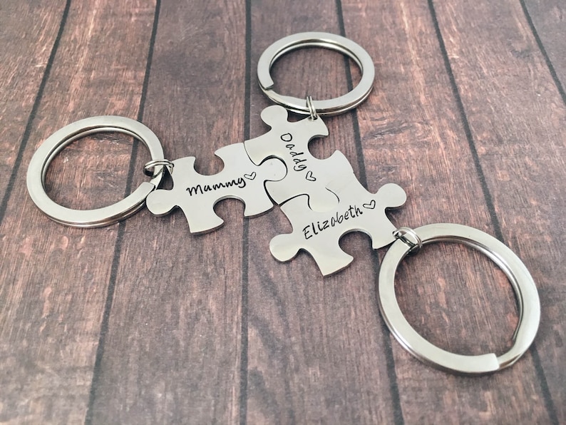 Family Puzzle Piece Keychain Set Personalised With Names - Etsy Canada