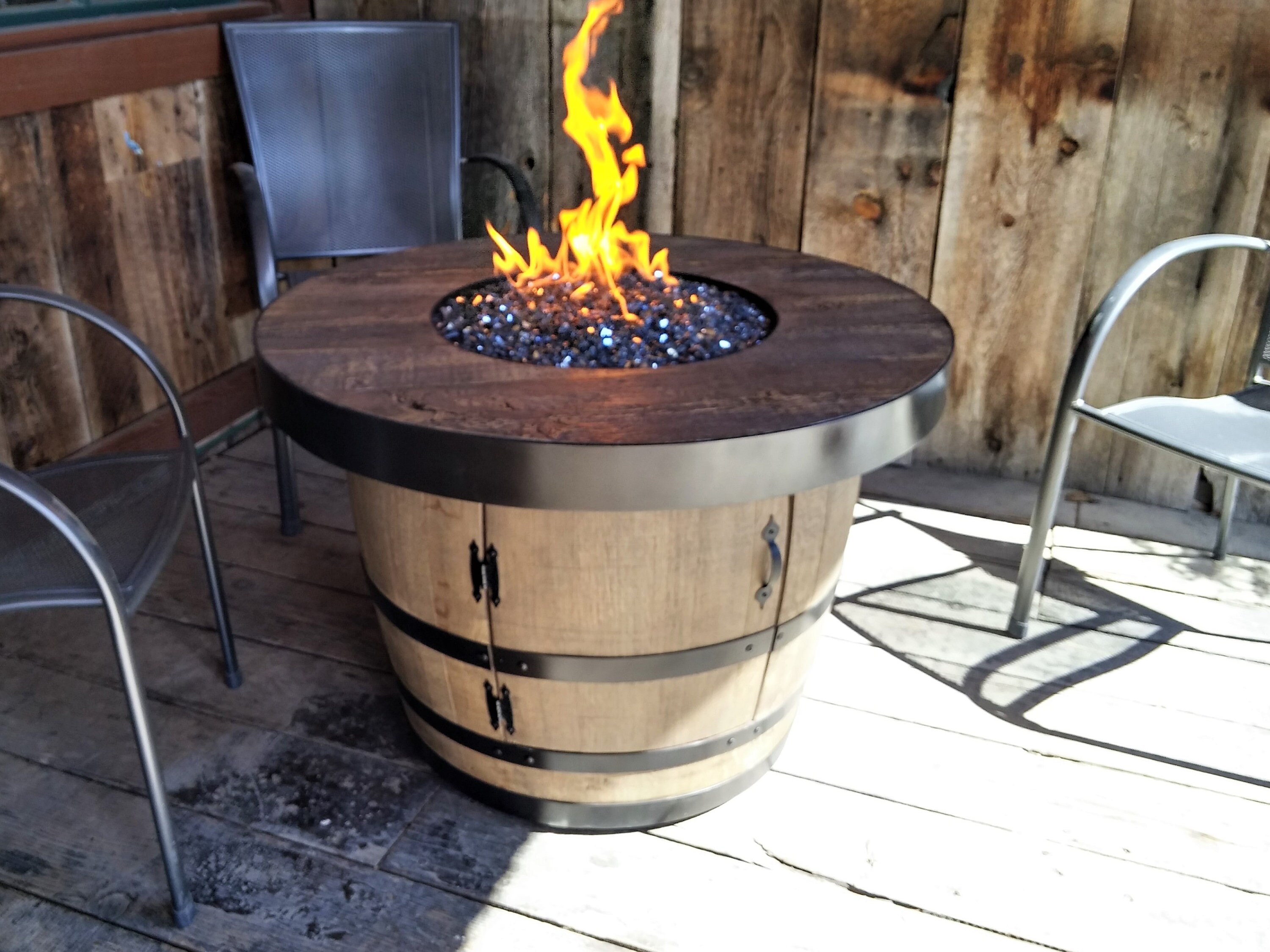 Whiskey Wine Barrel / Concrete Fire Pit Portable / Propane - Etsy