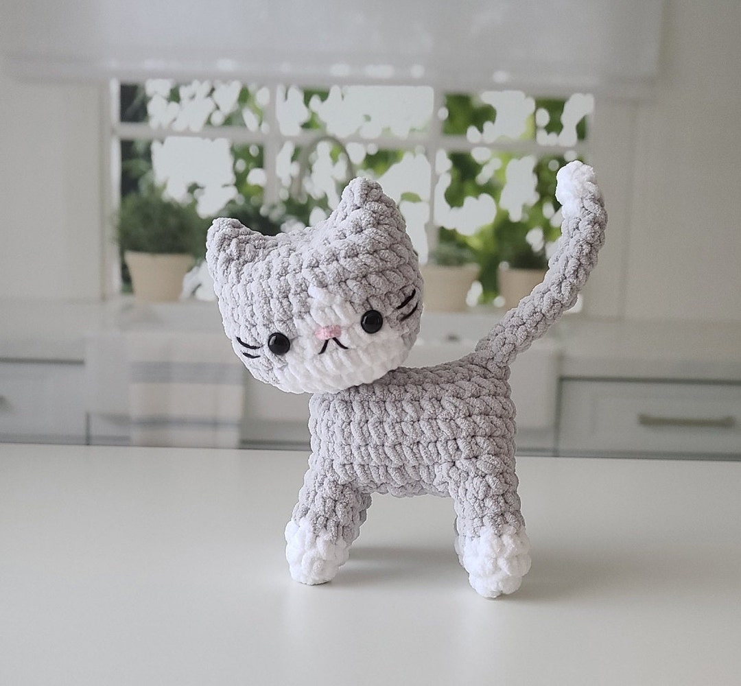 Crochet Cat Pattern, Nosew Cat, No Sew Kittern, Baby Cat Shushu-grey ...