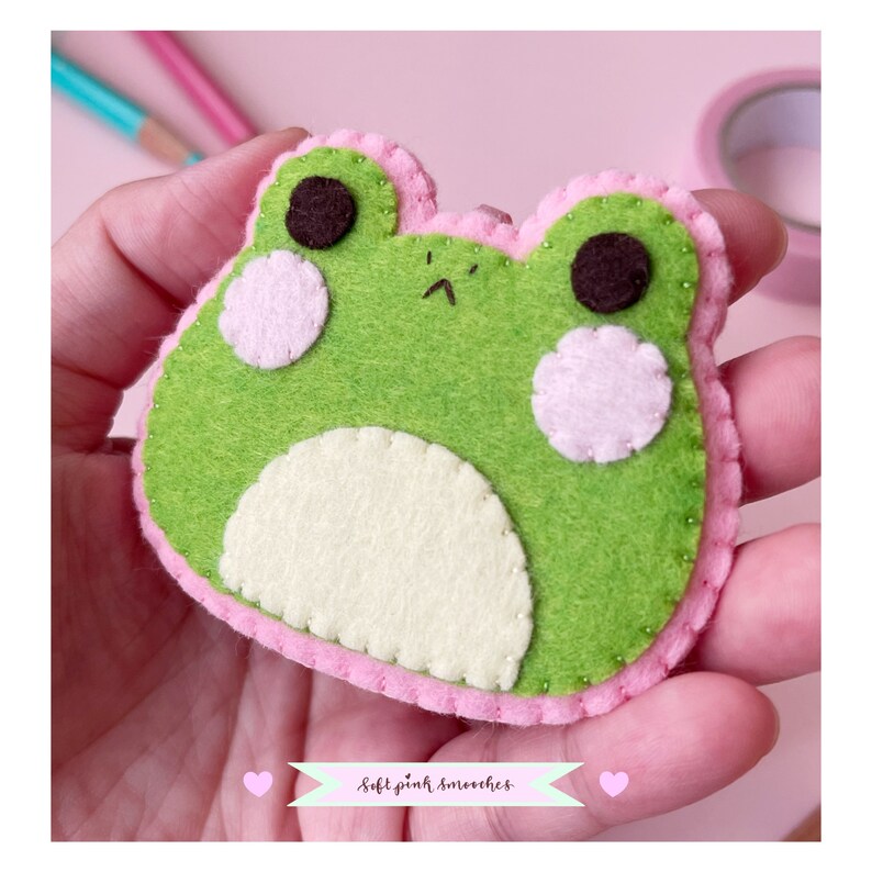Felt Frog Keychain large Keyring Yellow Green Wool-blend Felt Cute Felt ...