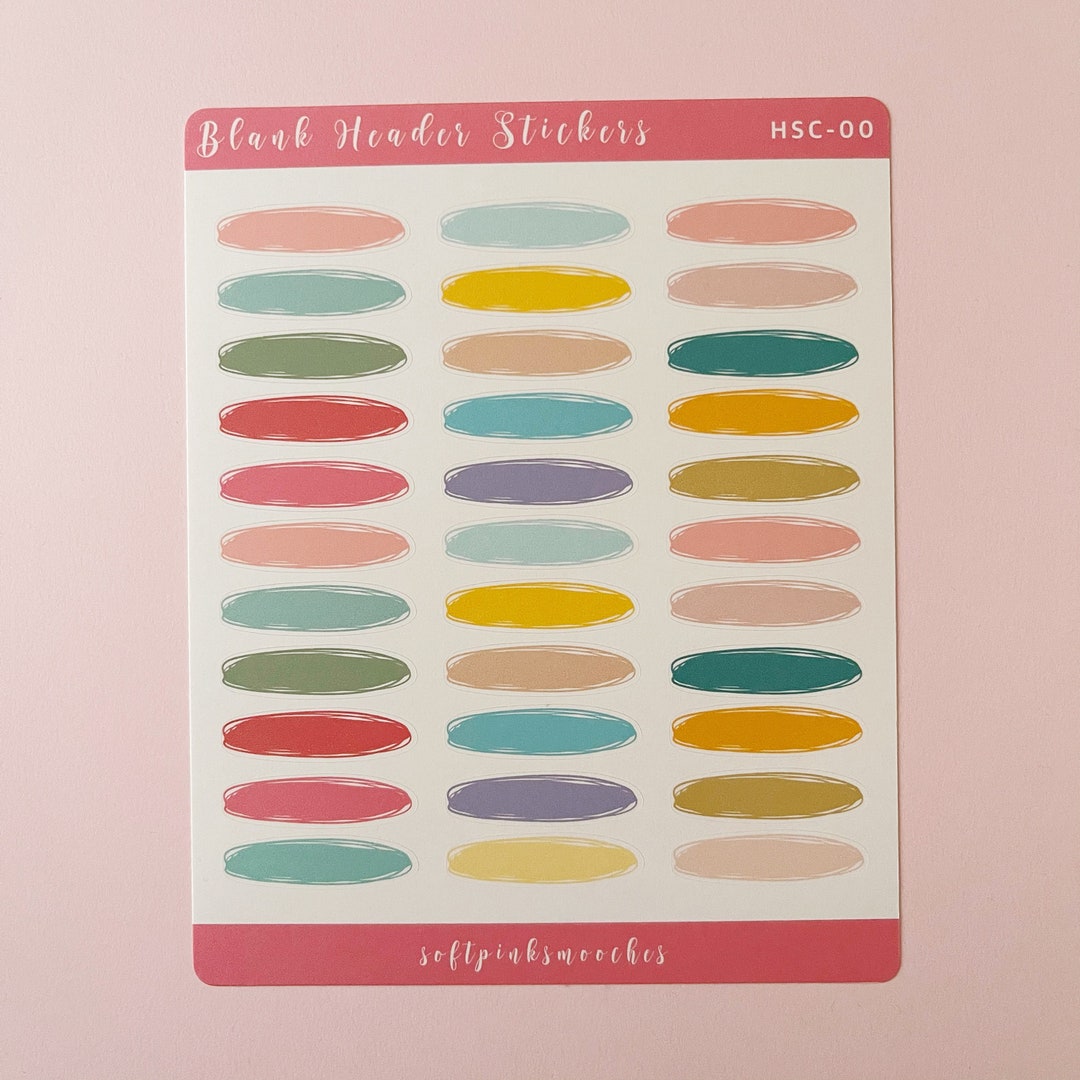 Blank Headers Sticker Sheet Colorful Header Stickers for Planners ...
