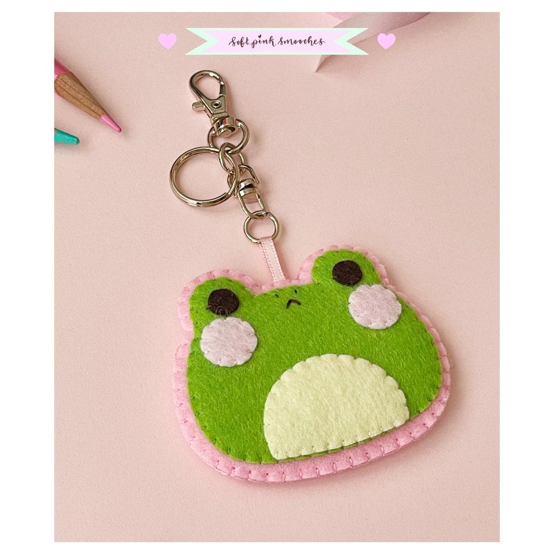 Felt Frog Keychain Wool-blend Felt Cute Felt Animal Charm - Etsy