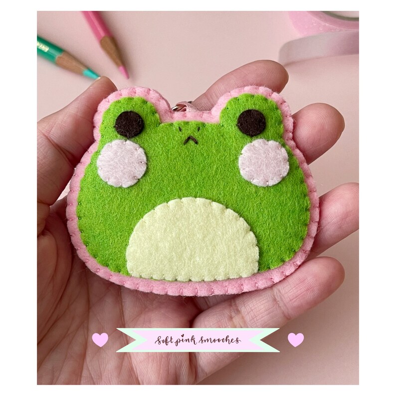 Felt Frog Keychain Wool-blend Felt Cute Felt Animal Charm - Etsy