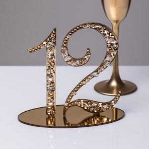 Table Numbers Wedding Gold Table Numbers Decor Rhinestone Number ...