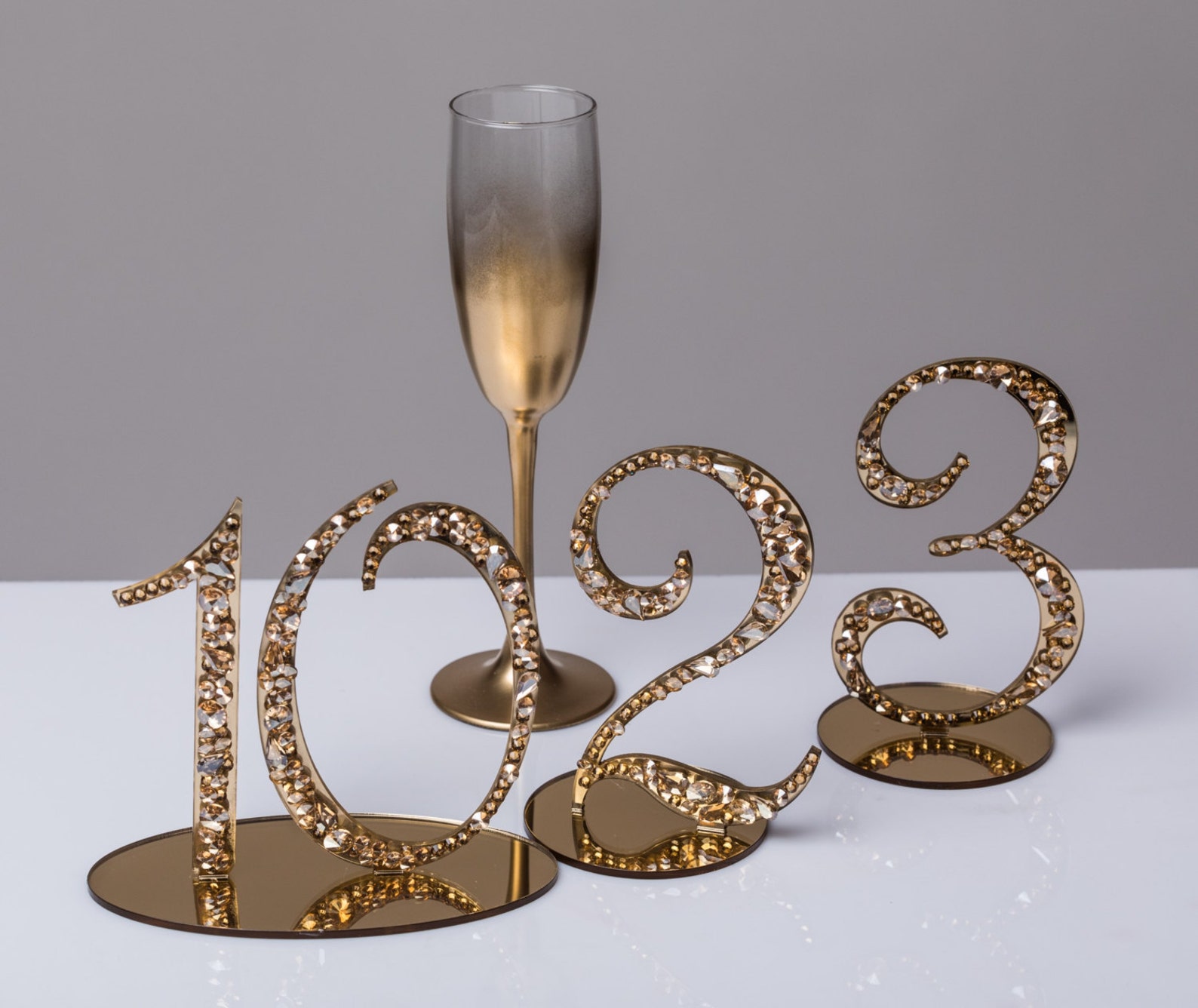 Table Numbers Wedding Gold Table Numbers Decor Rhinestone Number ...