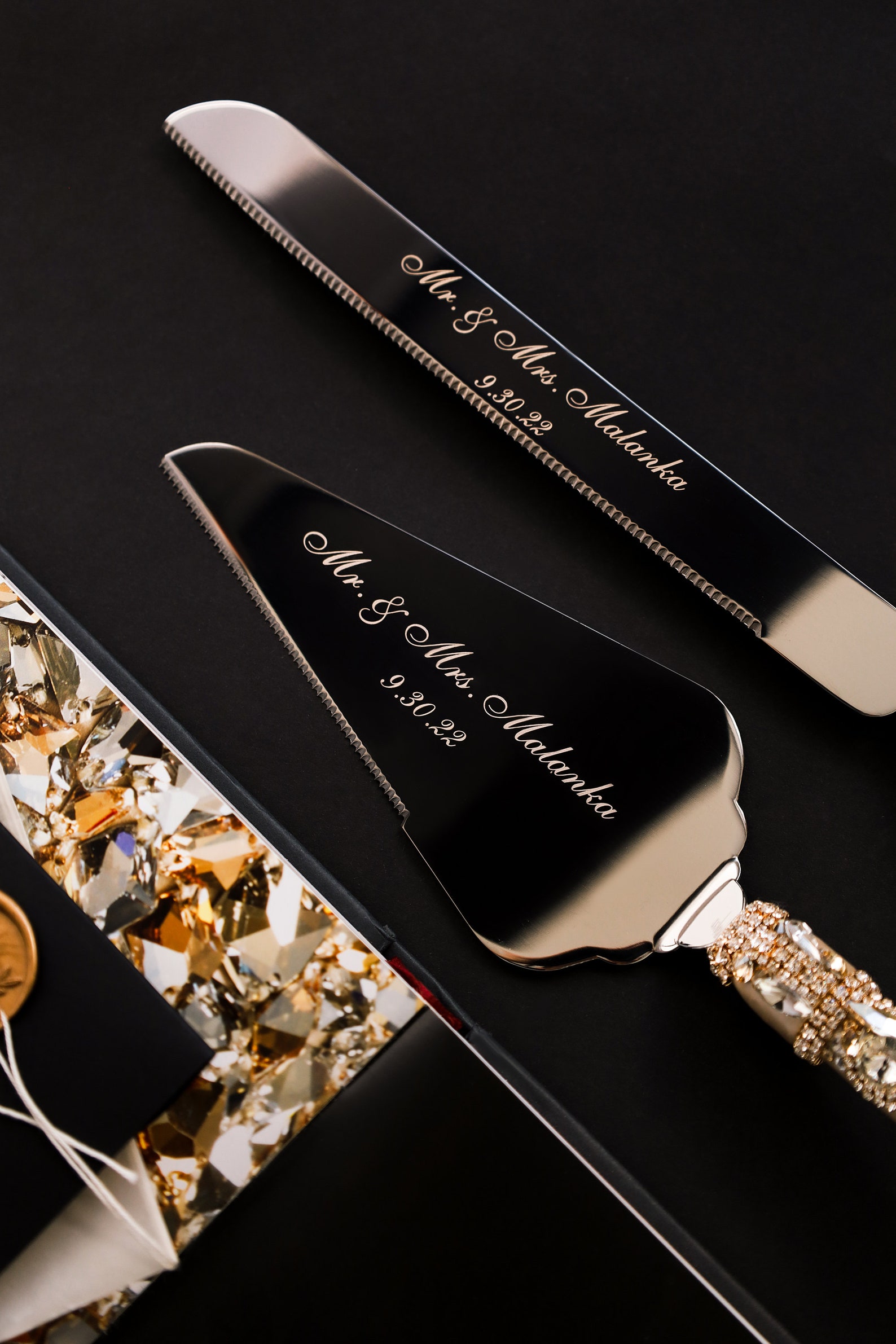 Personalized Wedding Cake Server Set Gold Personalized Gift - Etsy