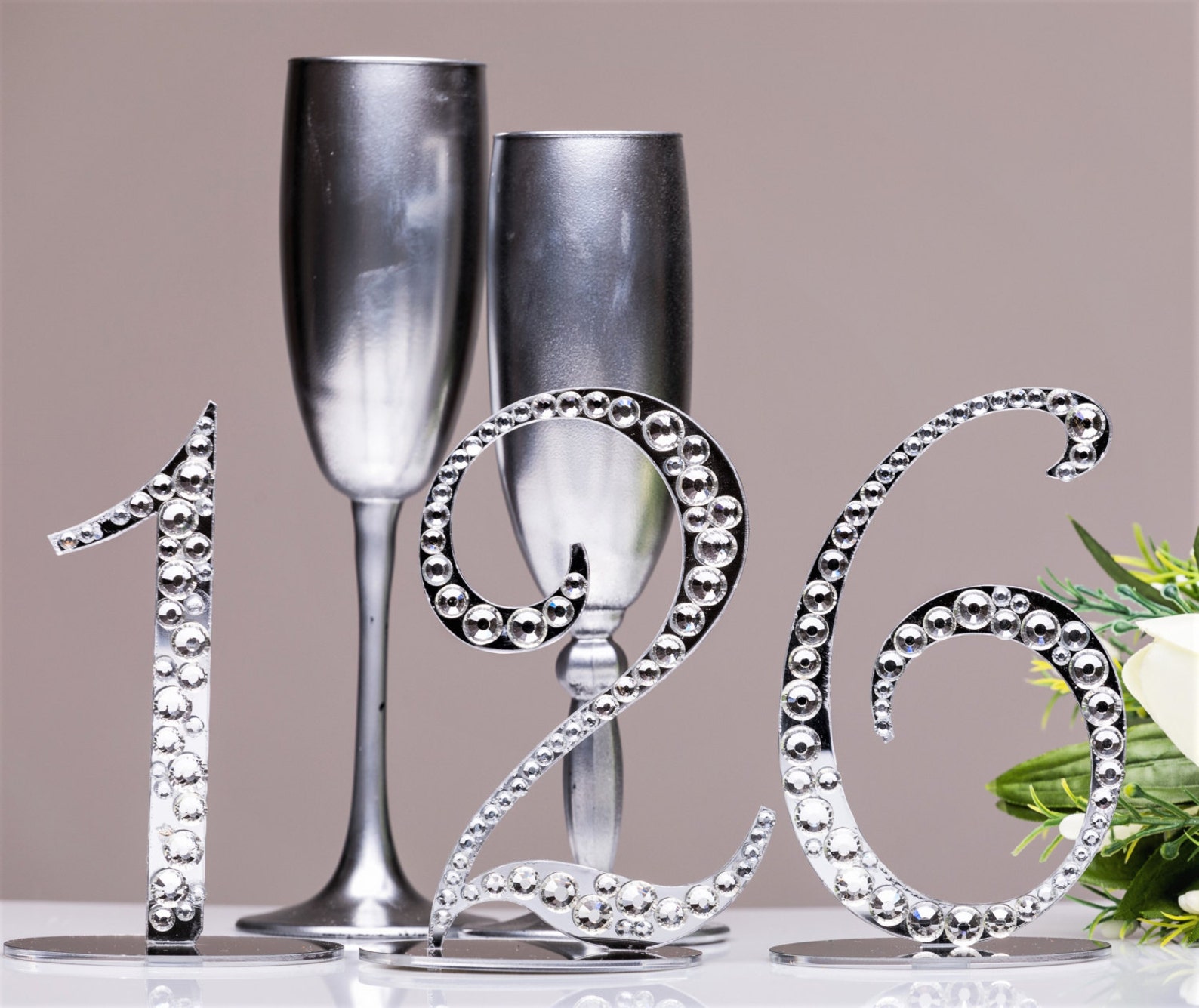Table Numbers Wedding Silver Table Numbers Decor Rhinestone Number ...