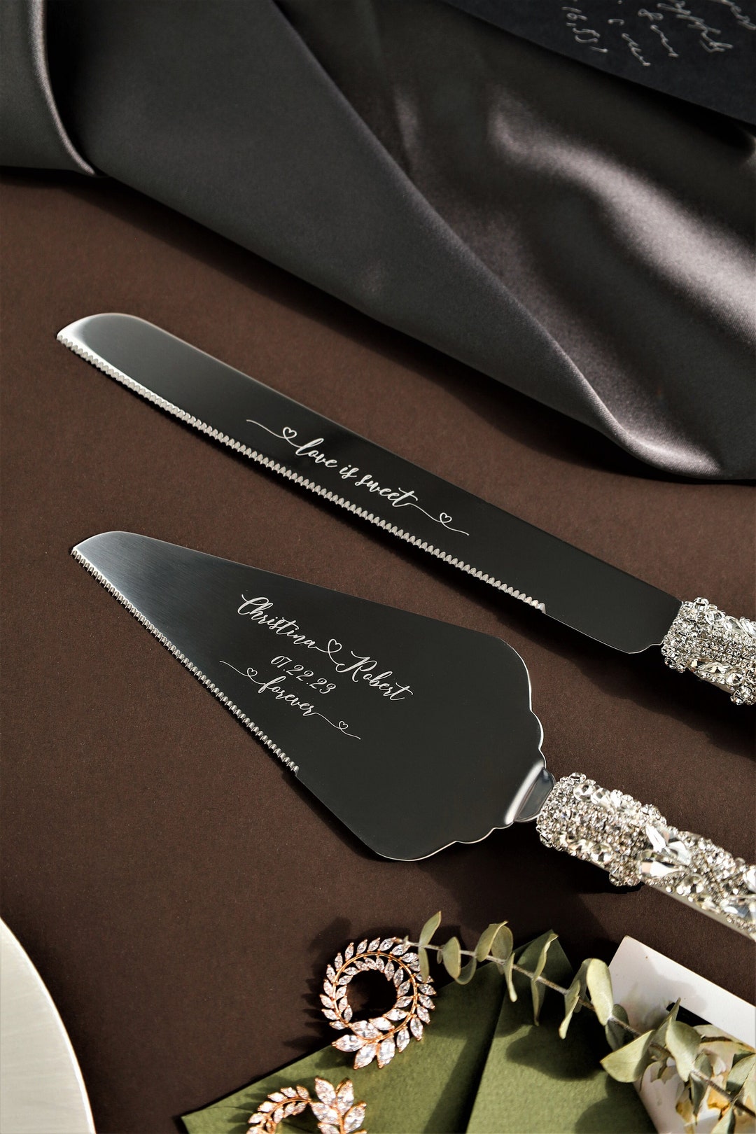 Personalized Cake Cutting Set Engraved Personalized Wedding Gift for ...
