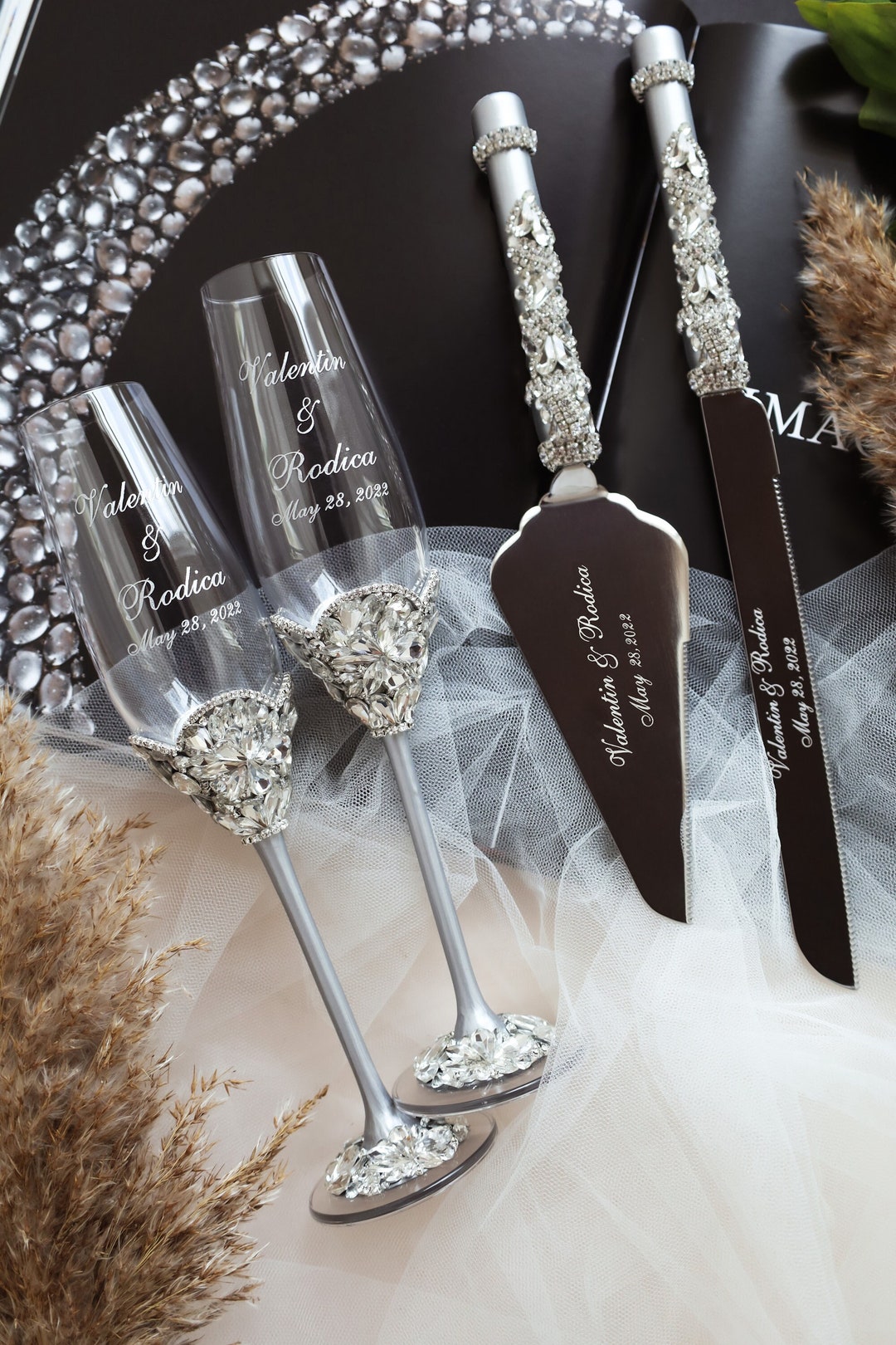 Personalized Wedding Glasses for Bride and Groom Anniversary - Etsy