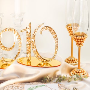 Table Numbers Wedding Gold Table Numbers Decor Rhinestone Number ...