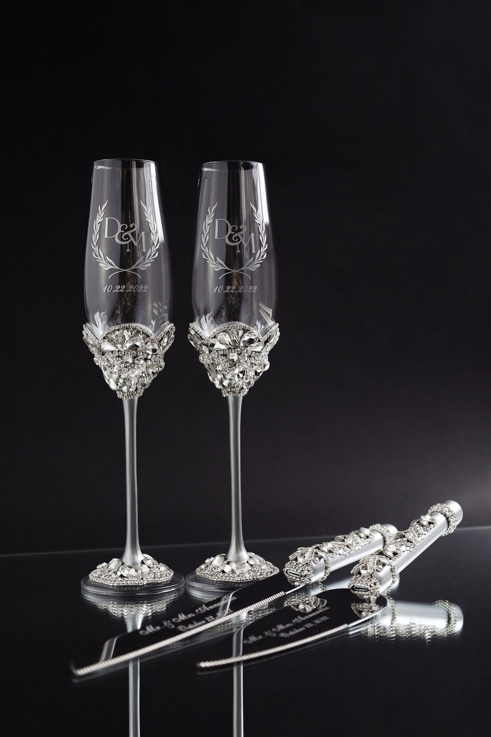 Personalized Wedding Glasses for Bride and Groom Anniversary - Etsy
