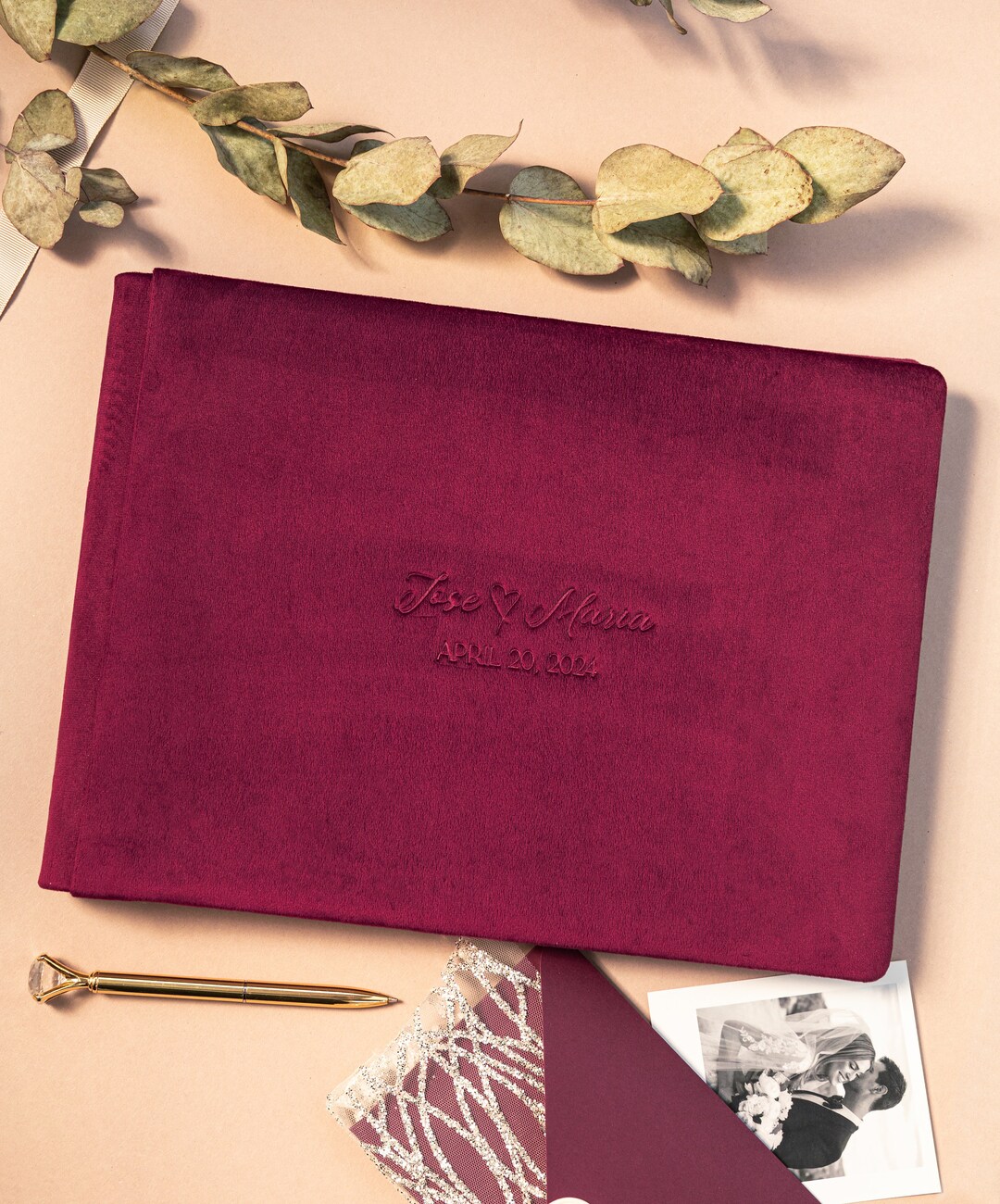 Personalized Wedding Album Velvet Black Rust Wedding Guestbook for ...