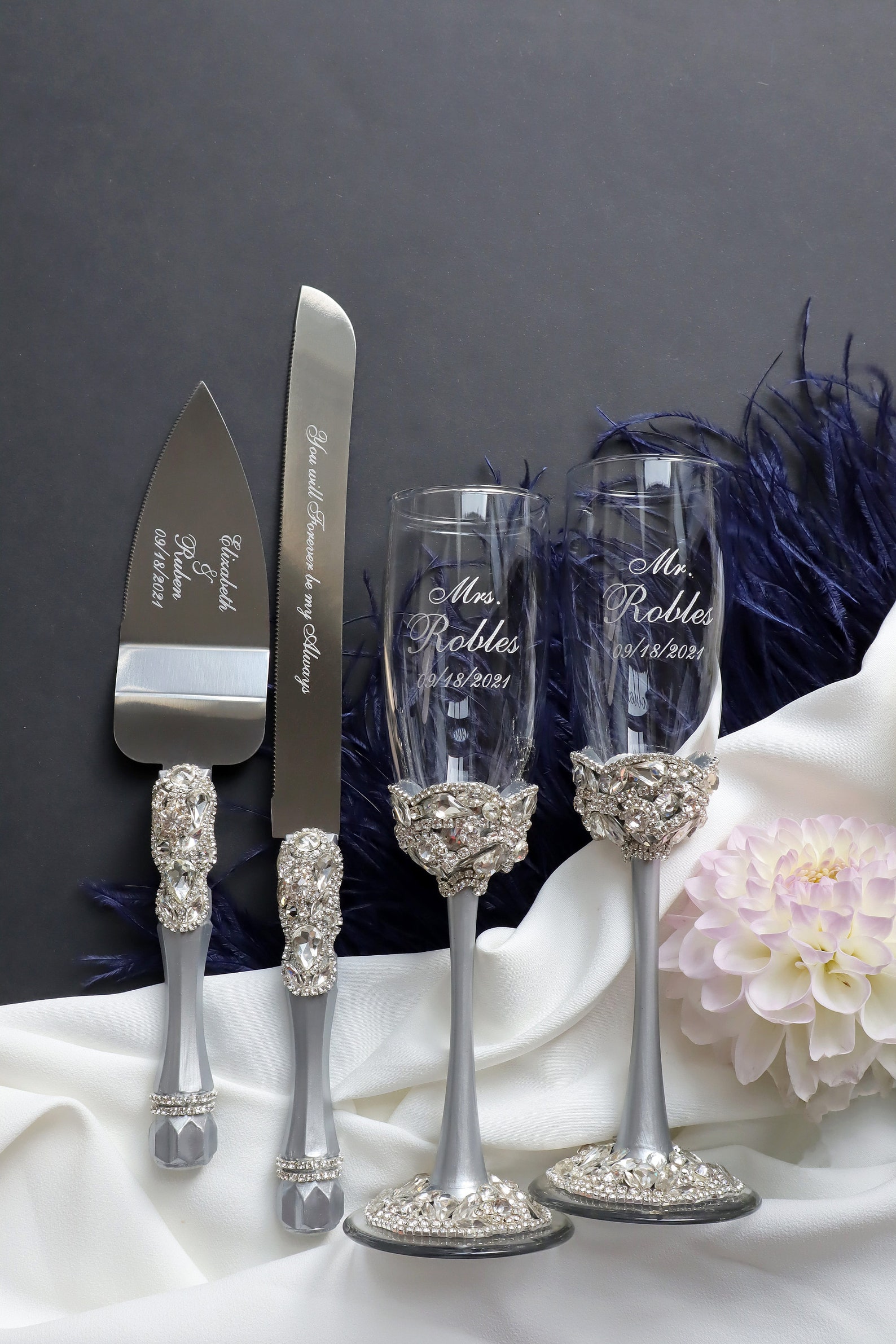 Silver Wedding Cake Cutting Set Cake Cutter and Server for | Etsy