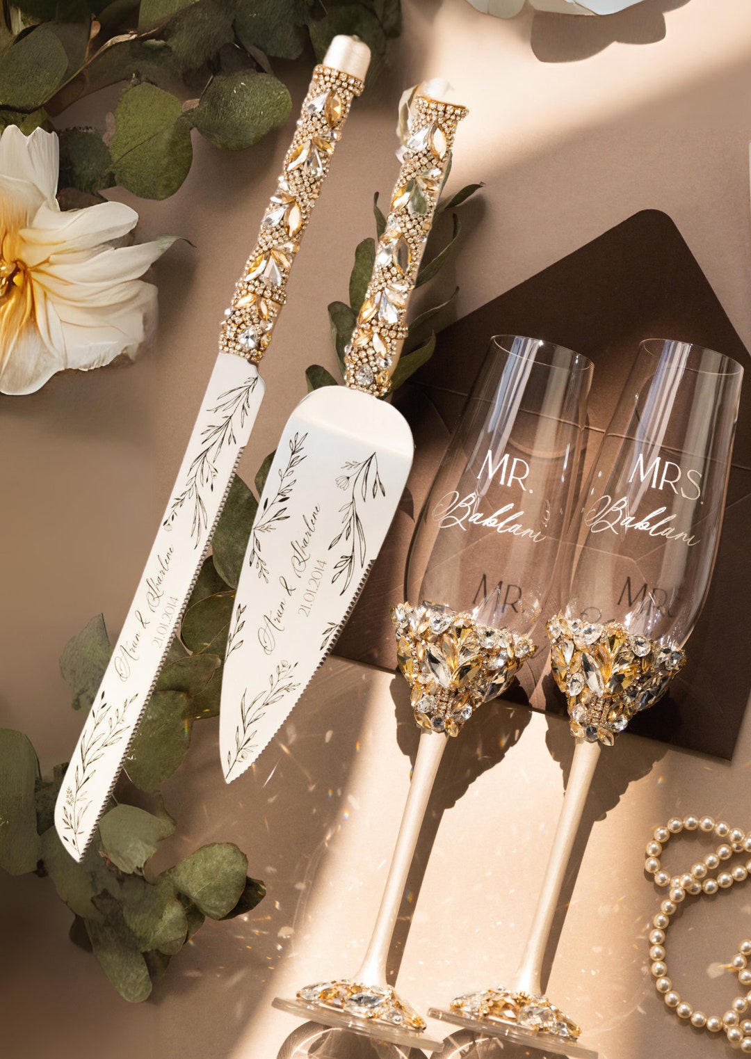 Elegant Wedding Gold Glasses for Bride and Groom Bridal Shower Gifts ...