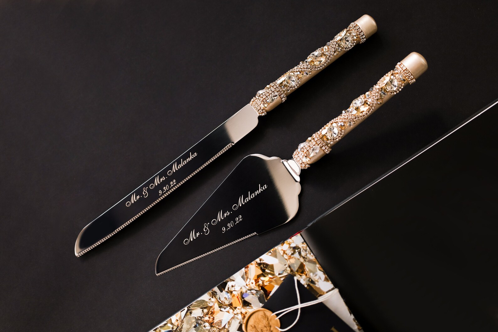 Personalized Wedding Cake Server Set Gold Personalized Gift - Etsy
