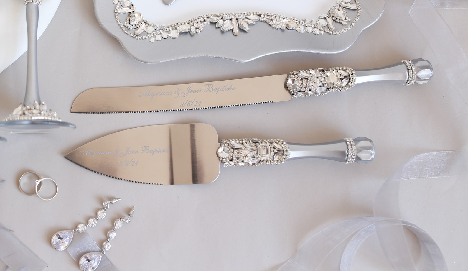 Silver Wedding Cake Cutting Set Cake Cutter and Server for | Etsy