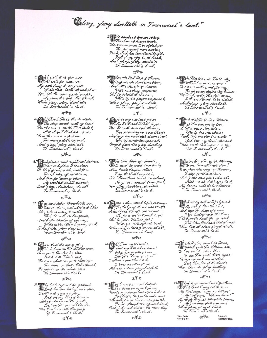 Hand Lettered A3 Poster of the Hymn / Poem 'the Sands of Time Are ...