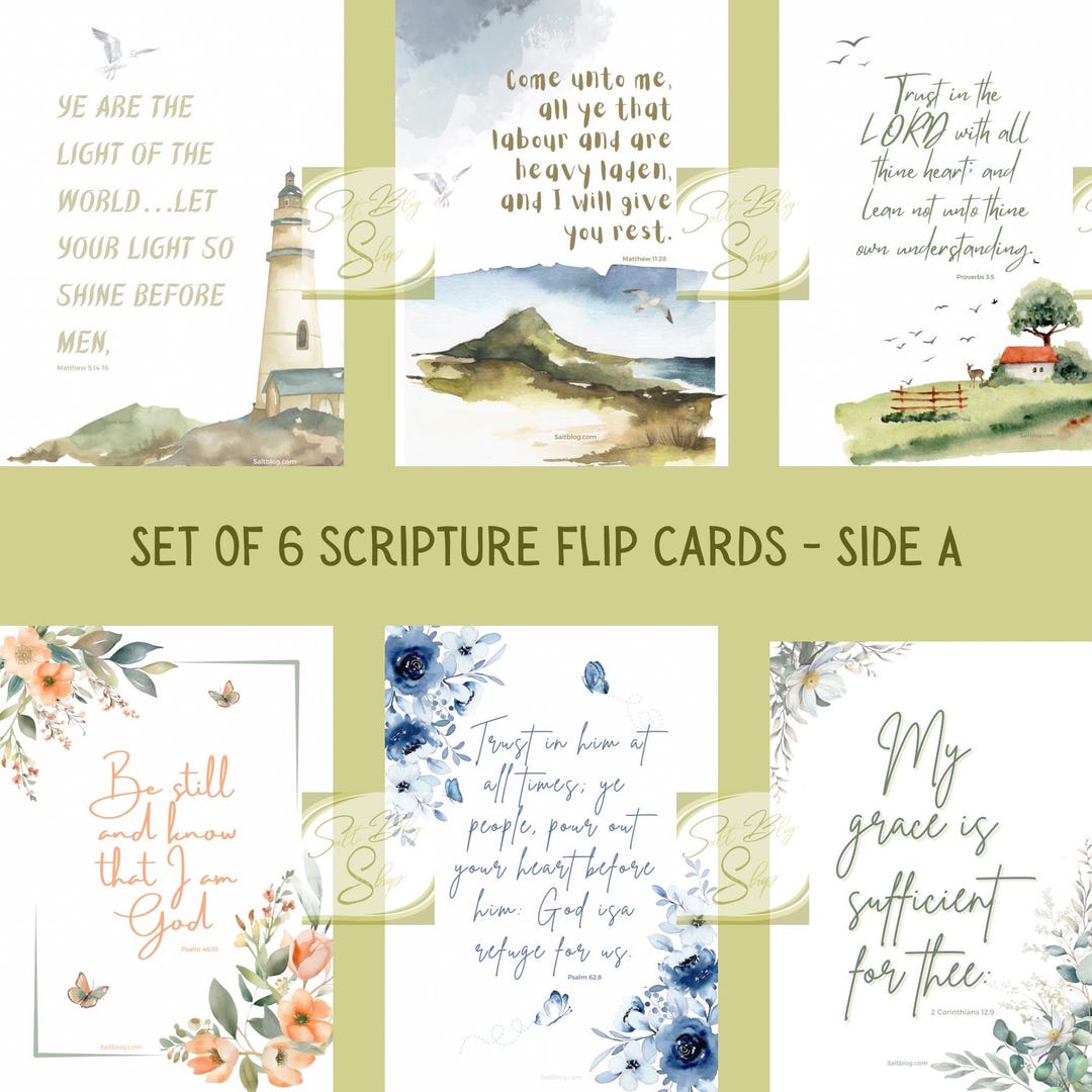 Flip Cards - Set of 6 Double Sided Christian Greetings Cards That Can ...