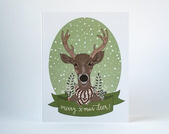 Deer christmas card | Etsy