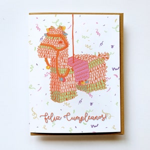 Feliz Cumpleanos Card, Pinata Card, Birthday Llama, Happy Birthday Card ...