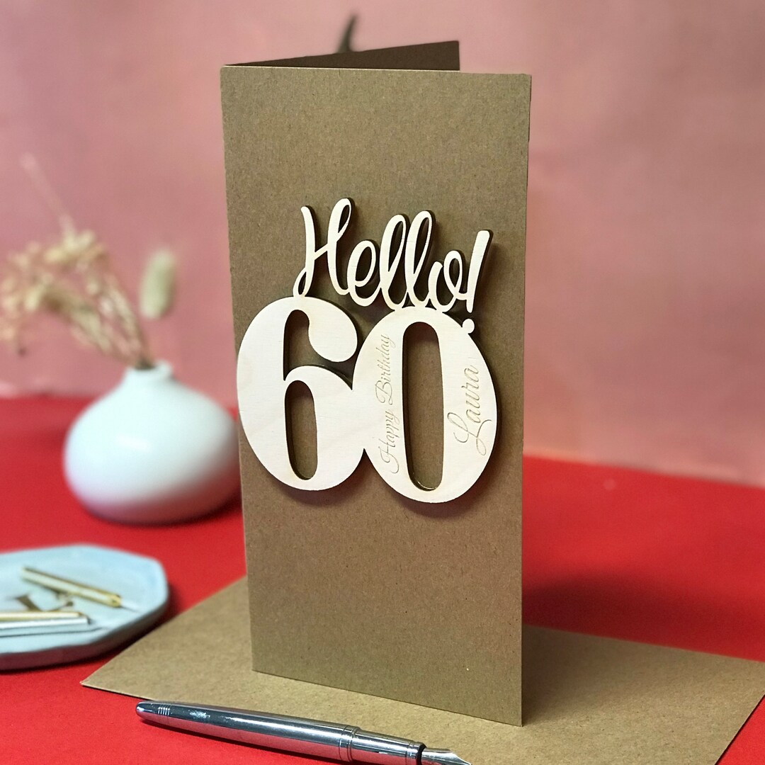 Hello 60 Birthday Card, Birthday Cards for 60th Birthdays - Etsy
