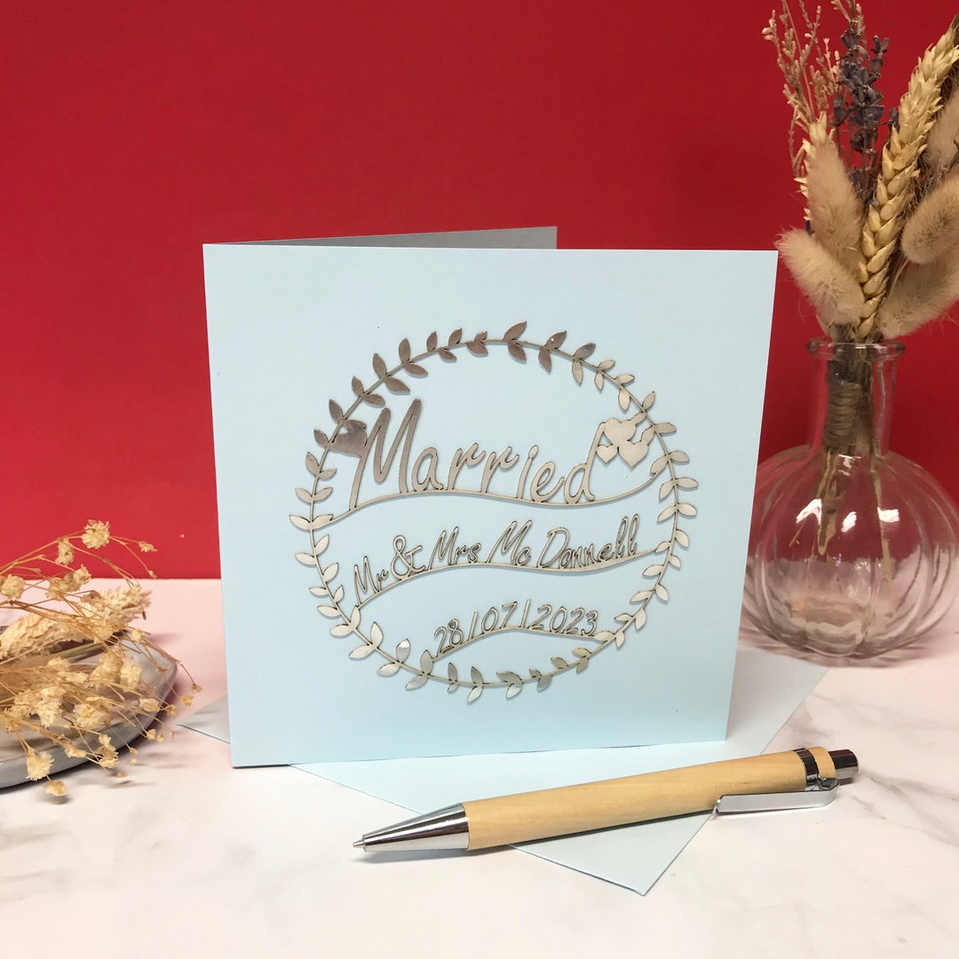 Wedding Cards, Lasercut Silver Wedding Card - Etsy UK