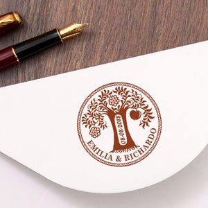 FAMILY TREE STAMP - Wedding Date Stamp - Engagement Gift - Couple Gift ...