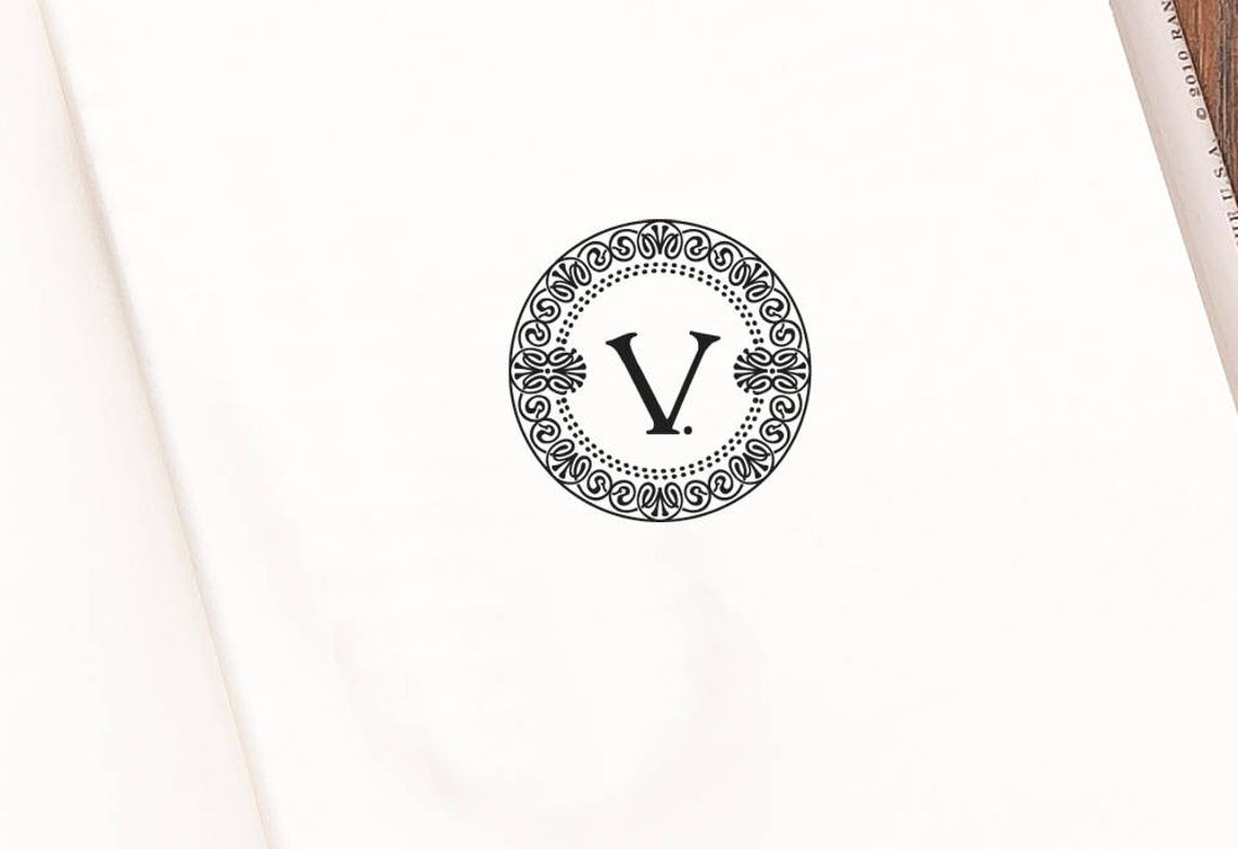 V MONOGRAM STAMP - Letter V Stamp - Business Card Stamp - Initial Gift ...