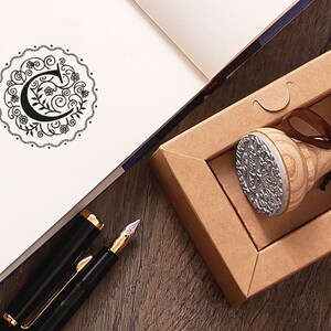 Letter C Stamp, Initials Rubber Stamp C, Monogram Stamp Letter C Design ...