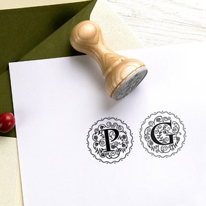 Letter P Stamp, Floral Name Initial Stamp Monogram, Handmade Wedding ...