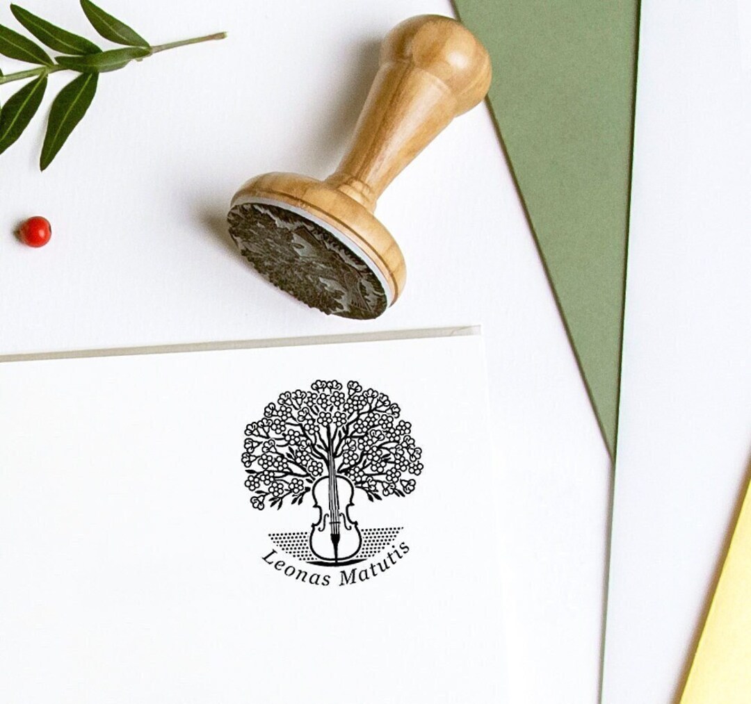 Cello Stamp Personalized, Cherry Tree Art, Musician Gift, Special Box ...