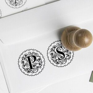 Letter P Stamp, Floral Name Initial Stamp Monogram, Handmade Wedding ...