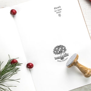 Custom Stamp Apple Tree of Knowledge Ex Libris Stamp Tree of - Etsy