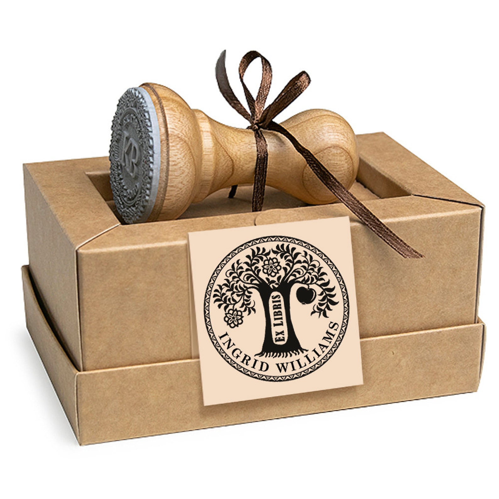 Apple Tree Ex Libris Stamp, Art Gift Personalized, Special Box - Etsy