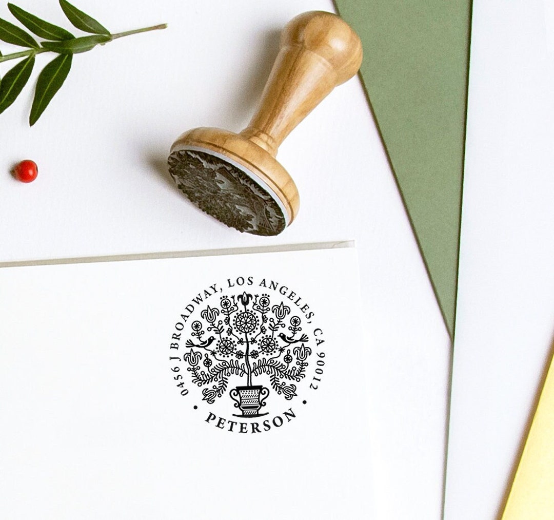 Address Stamp Tree of Life Personalized, Family Tree Gifts, Birds ...