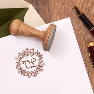 CUSTOM INITIAL STAMP - Monogram Stamp - Initial Gift Stamp - Flower ...