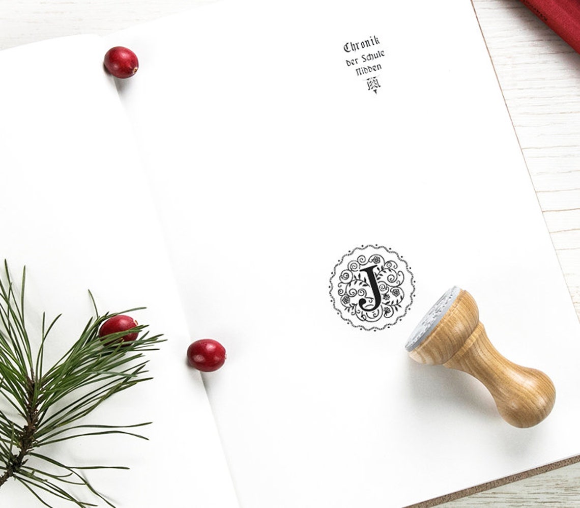 J Stamp Letter J Rubber Stamps Round Monogram Initial Stamp - Etsy