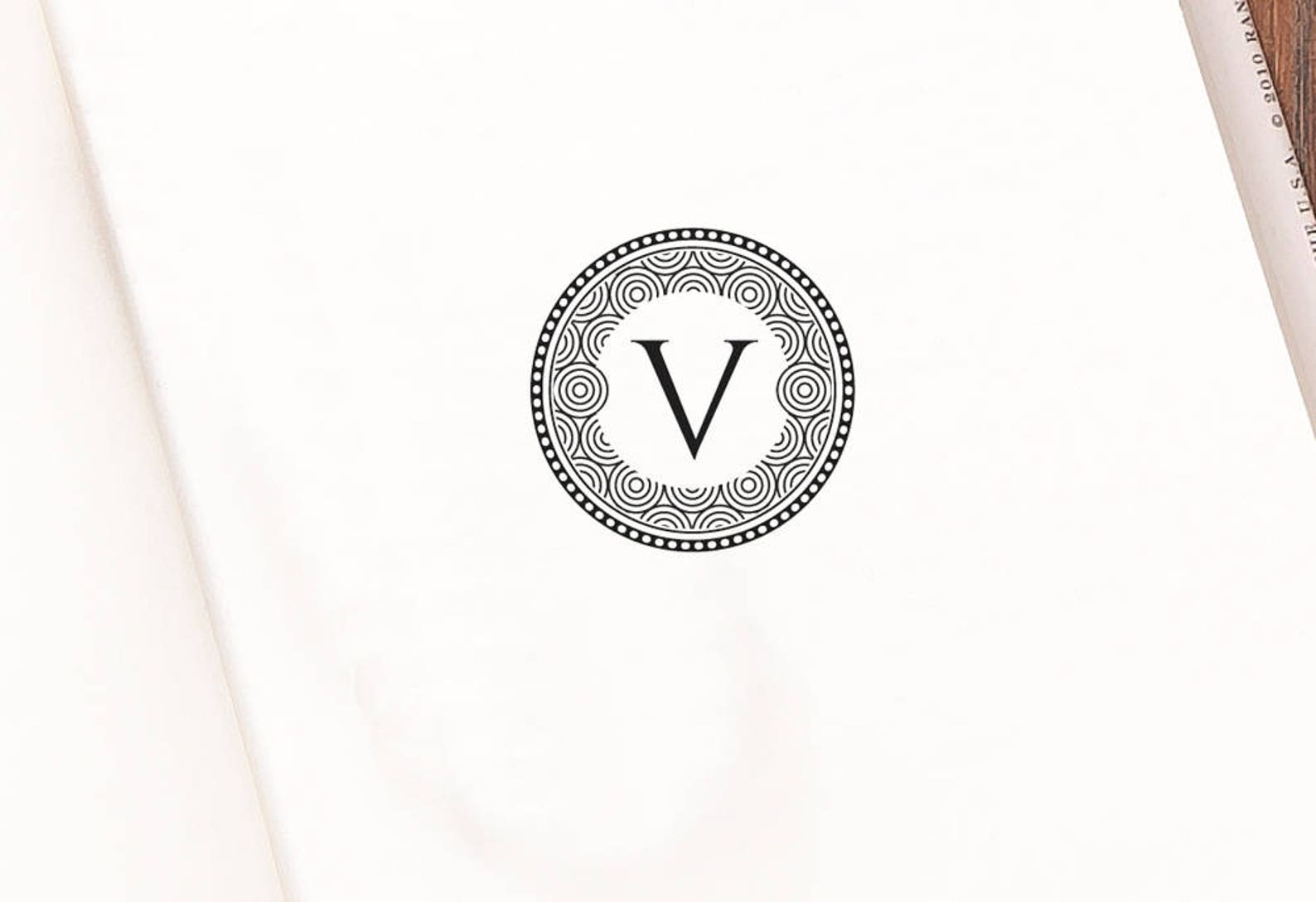 LETTER V STAMP Monogram V Stamp Business Card Stamp - Etsy