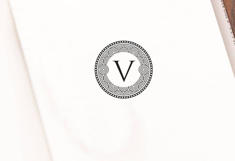 LETTER V STAMP Monogram V Stamp Business Card Stamp - Etsy