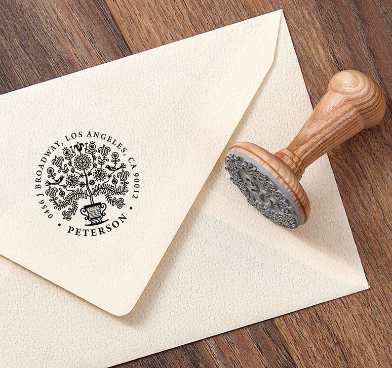 Address Stamp Tree of Life, Personalized Art Gifts in Special Packaging ...