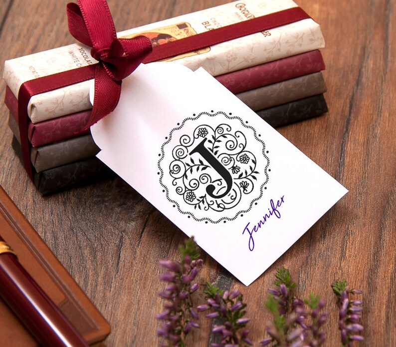 J Stamp Letter J Rubber Stamps Round Monogram Initial Stamp - Etsy