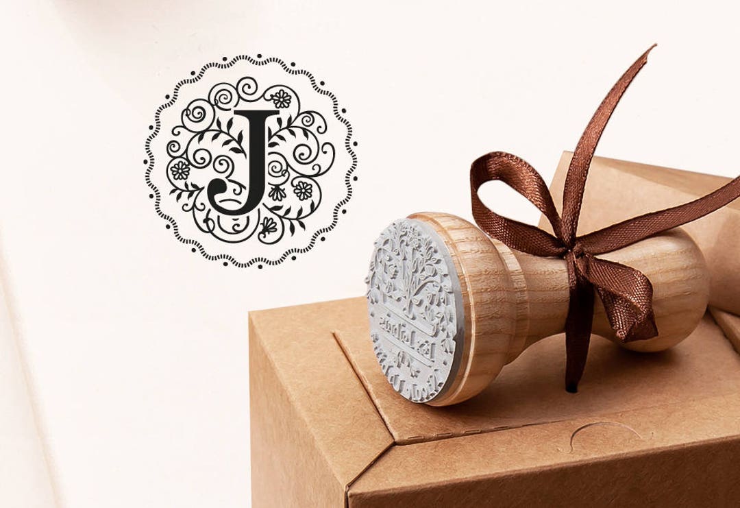 Letter J Stamp, Initials Rubber Stamp J, Monogram Stamp Letter J Design ...