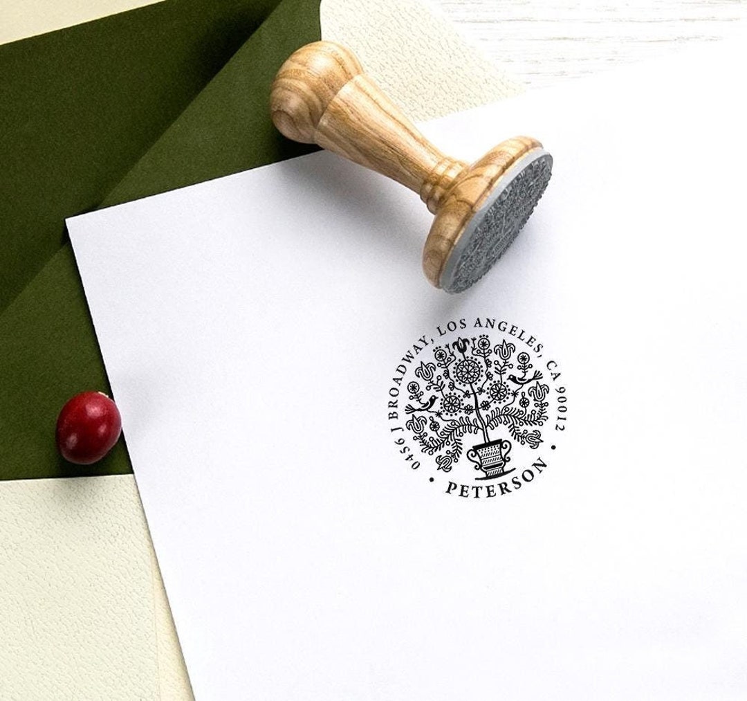 Address Stamp Tree of Life, Personalized Art Gifts in Special Packaging ...