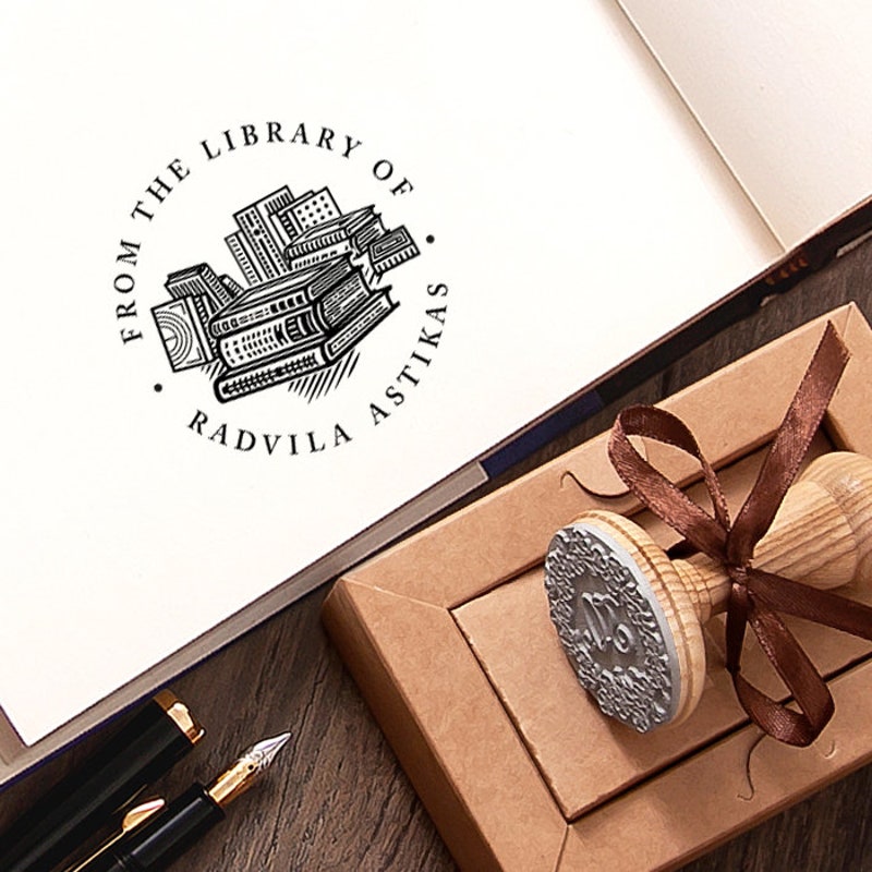 Stack of Books Stamp - Etsy