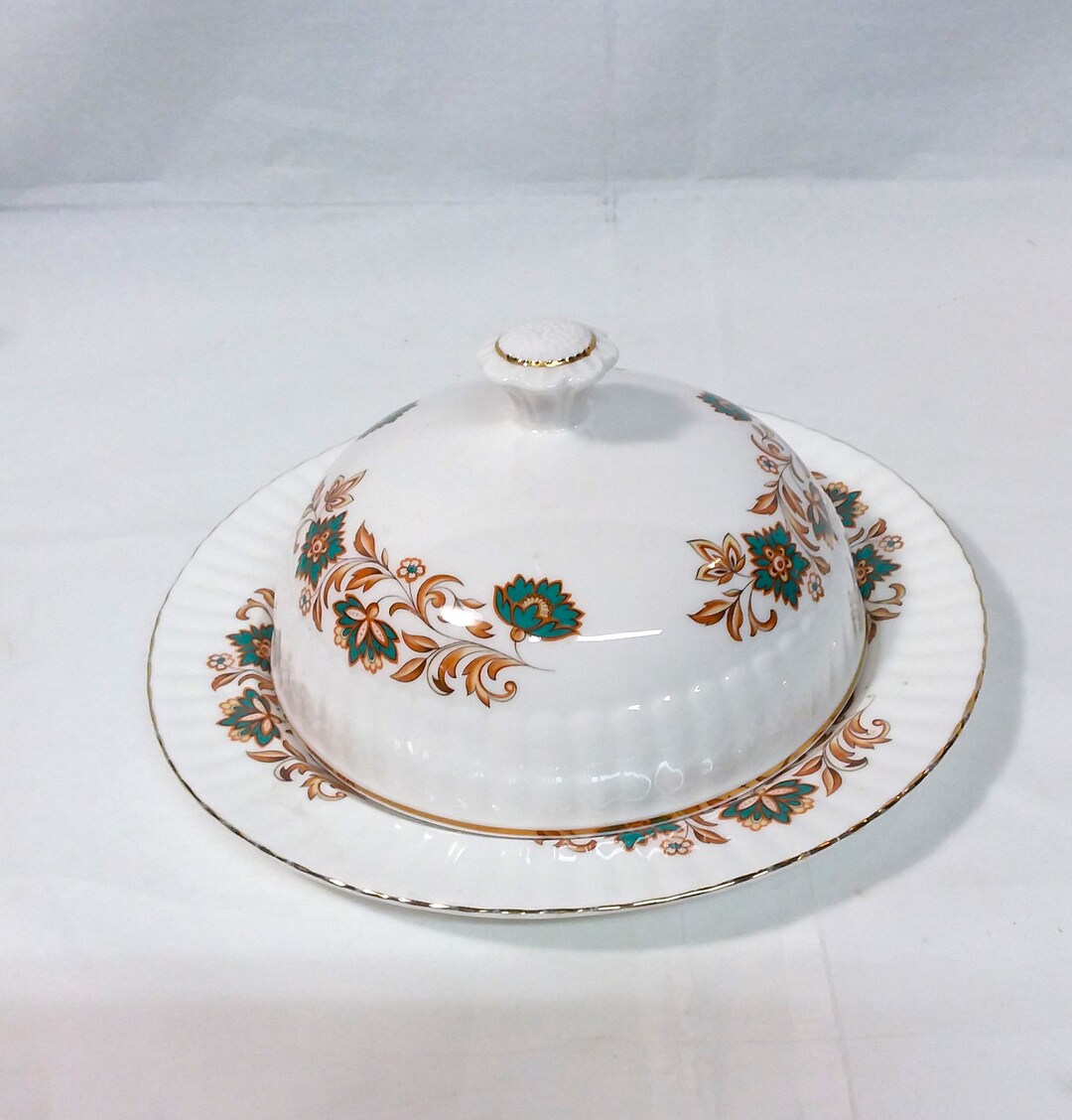 Ashley Bone China Butter Dish: Turquoise Floral Lidded Serving Plate - Etsy