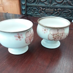 Denby, Gypsy Pink Rose Design, 2 X Footed Bowls, Soup or Sundae Dishes ...