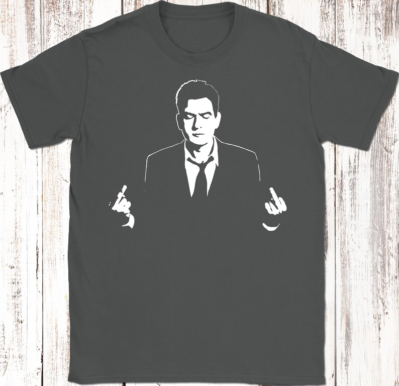 Charlie Sheen Middle Finger T-shirt - Two and a Half Men Movie Tee - Etsy