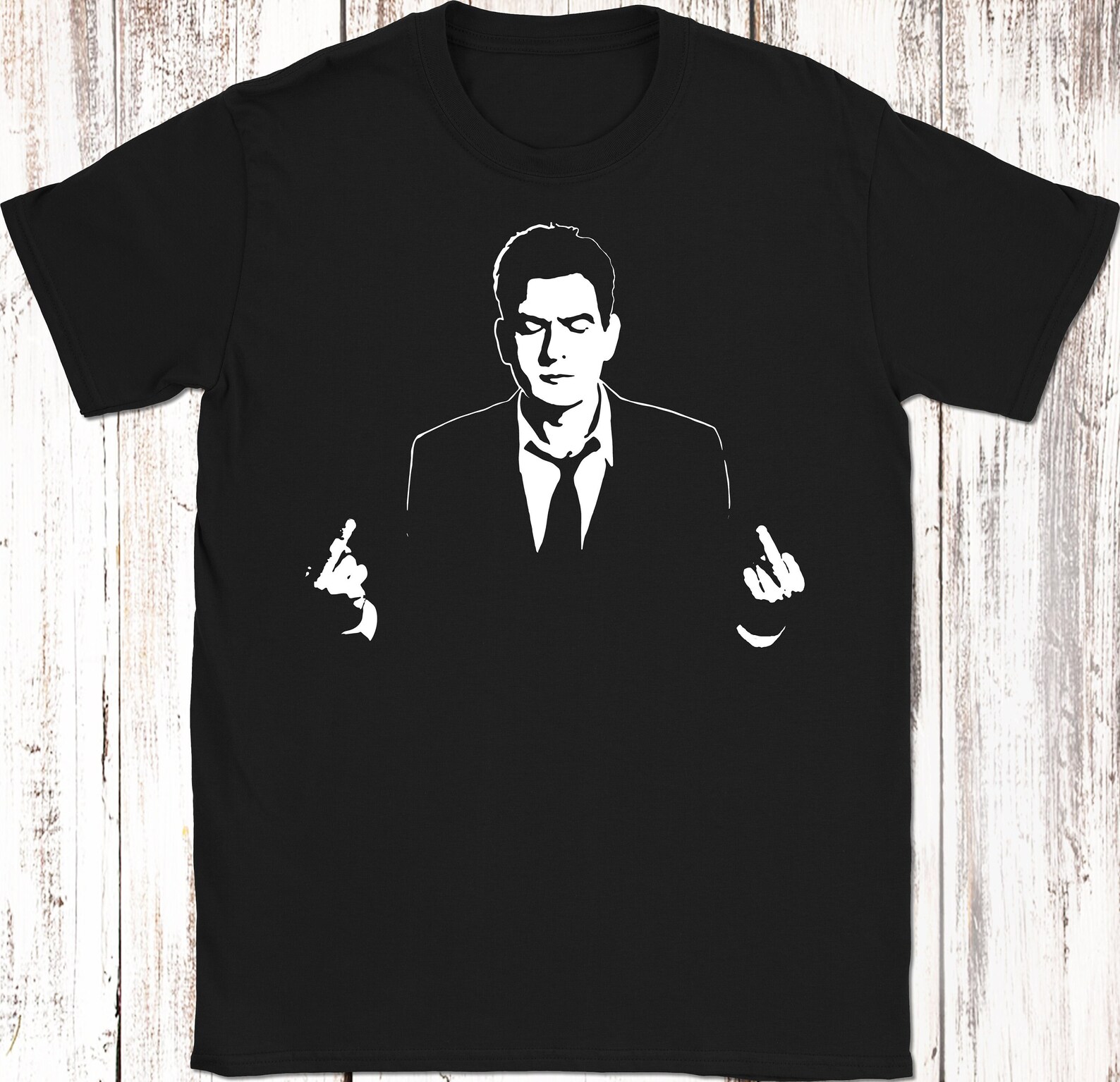 Charlie Sheen Middle Finger T-shirt - Two and a Half Men Movie Tee - Etsy