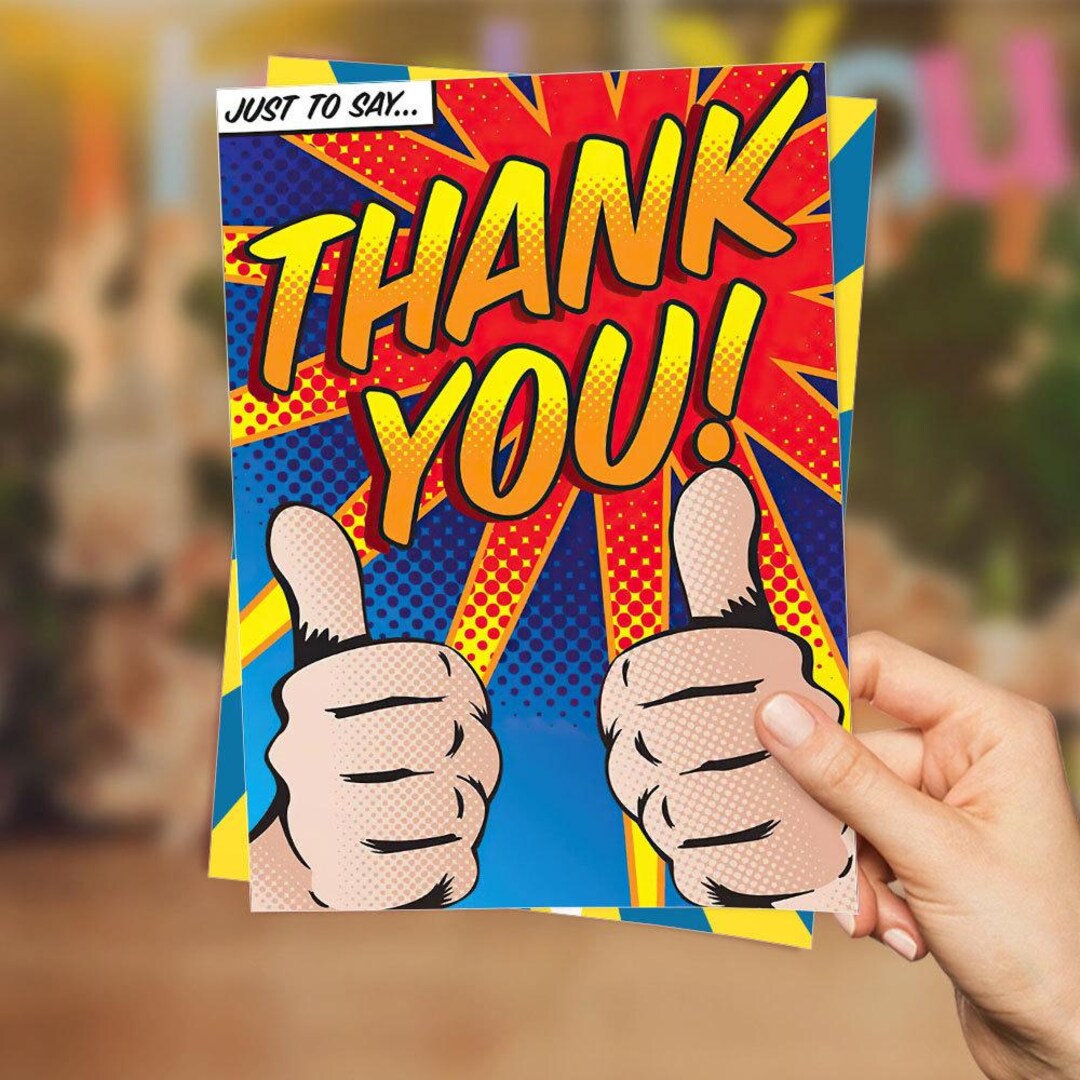 Thank You Card Just to Say Thank You Superhero Comic Book Style Gifts ...