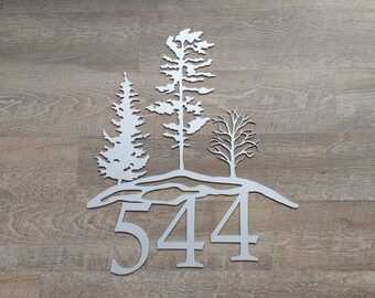 Metal Wall Art Custom House Sign House number Flower Wall | Etsy